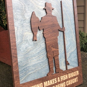 Fisherman Funny Wall Plaque / 3D Laser Cut Wood Plaque / Handcrafted ...