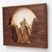 Howling Wolf 3D Wood Shadow Box Wilderness Scene / Inlaid and Laser Cut ...