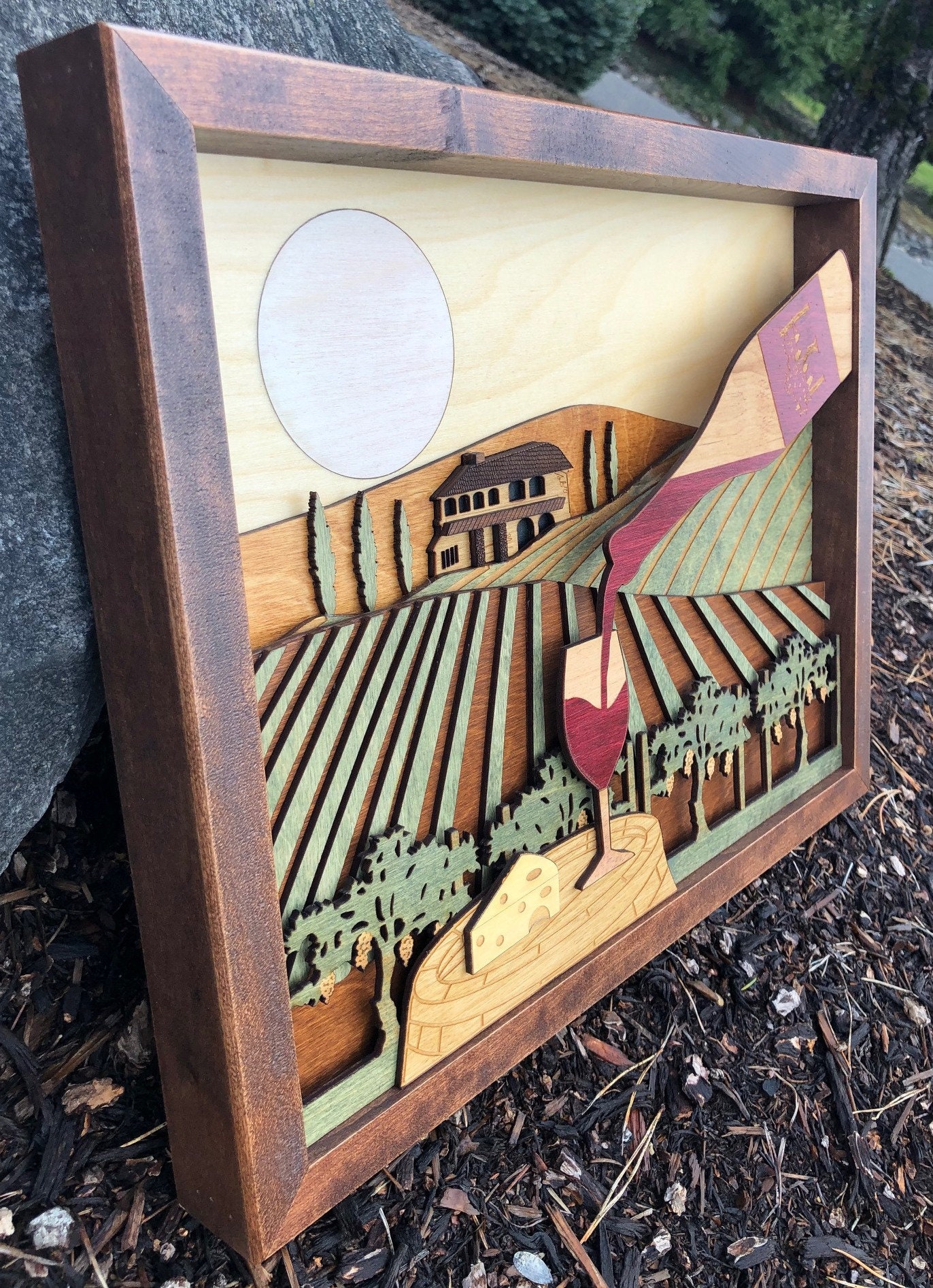 Vineyard Tuscany Landscape 3D Wood Shadow Box Scene / Wine - Etsy