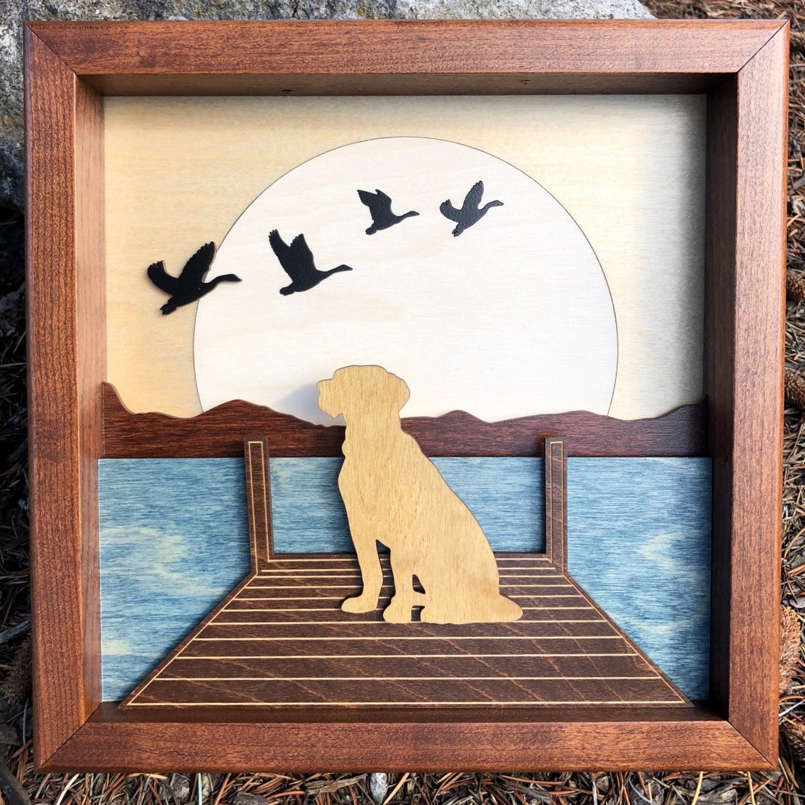 Yellow Labrador 3D Wood Shadow Box / Golden Retriever/ Dog on - Etsy