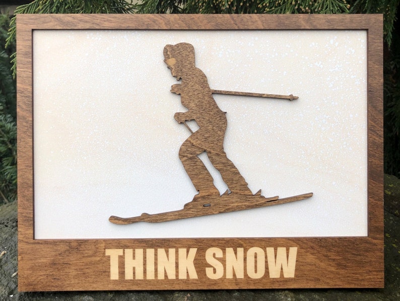 Skier think Snow Funny Wall Plaque / 3D Laser Cut | Etsy