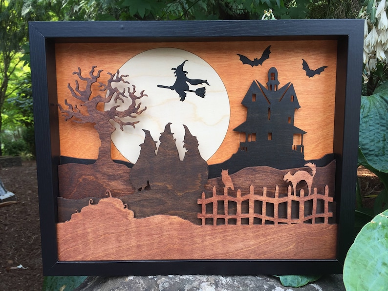 Witches Haunted House 3D Wood Shadow Box Scene / Scary Fun | Etsy
