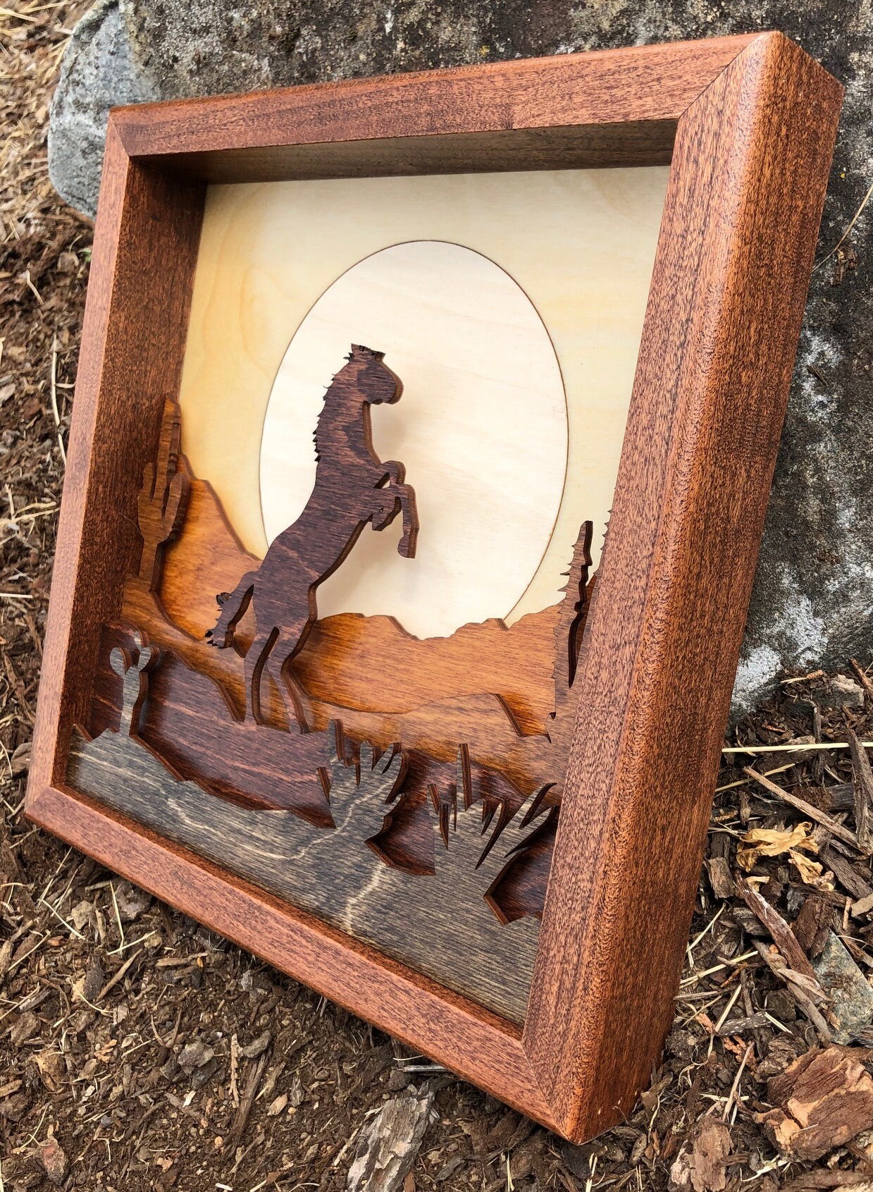 Wild Stallion Mustang Horse 3D Wood Shadow Box Scene / Laser - Etsy