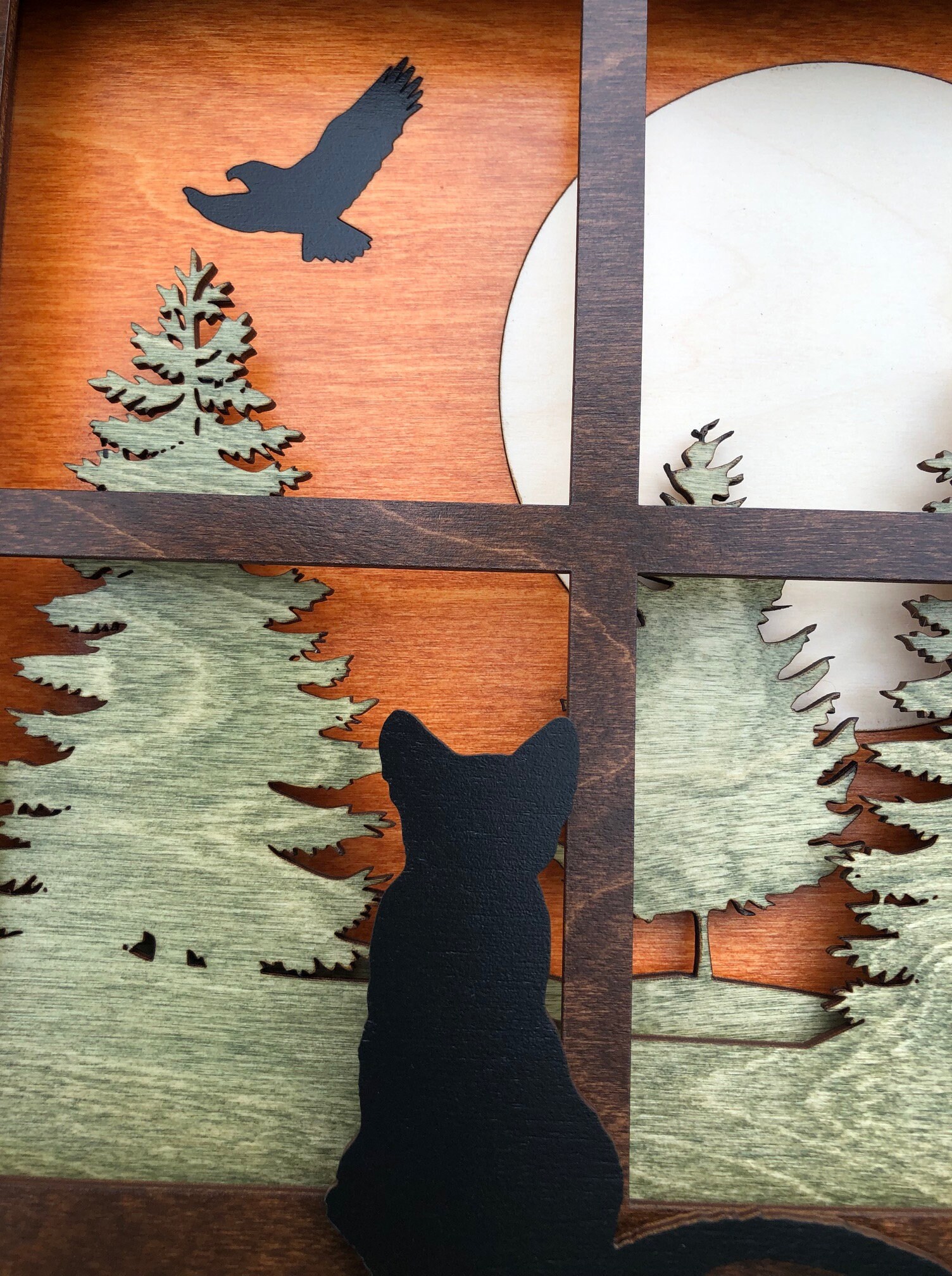 Black Cat in Window 3D Wood Shadow Box Handcrafted Scene / - Etsy