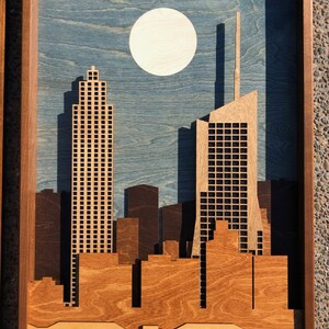New York City Skyline 3D Wood Shadow Box Tríptico / Corte | Etsy