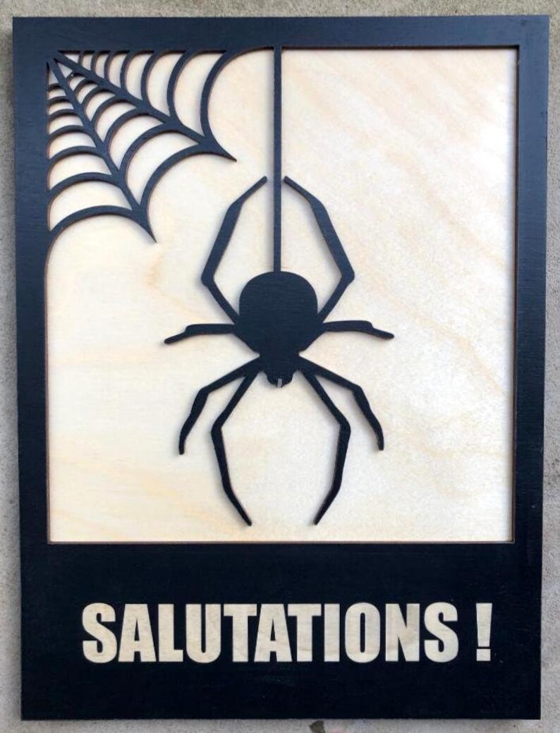 Spider and Web Salutations Wall Plaque / 3D Wood Laser Cut and | Etsy