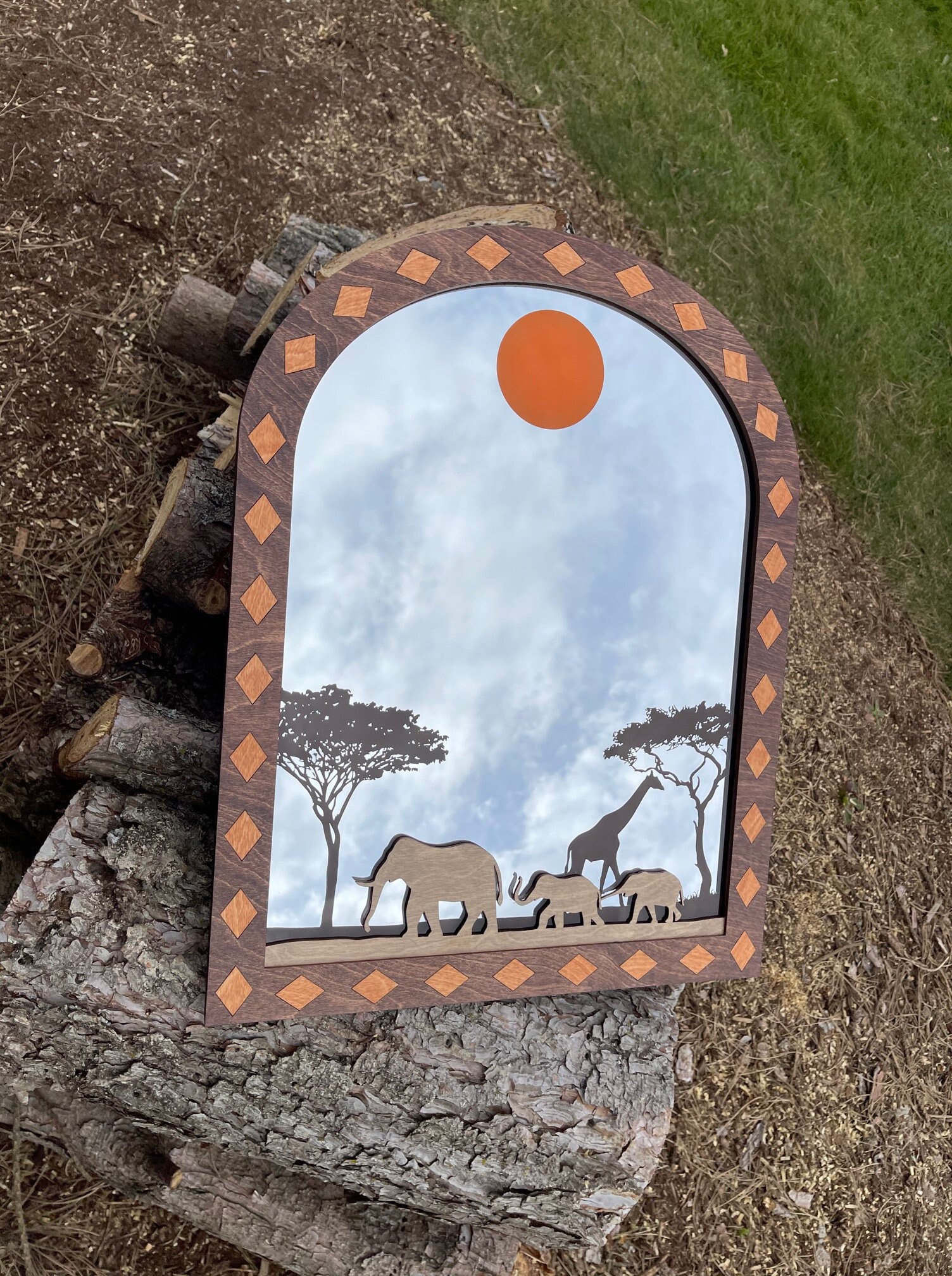 Mirror Wall Decor 3D African Wildlife Layered Wood Etched and | Etsy
