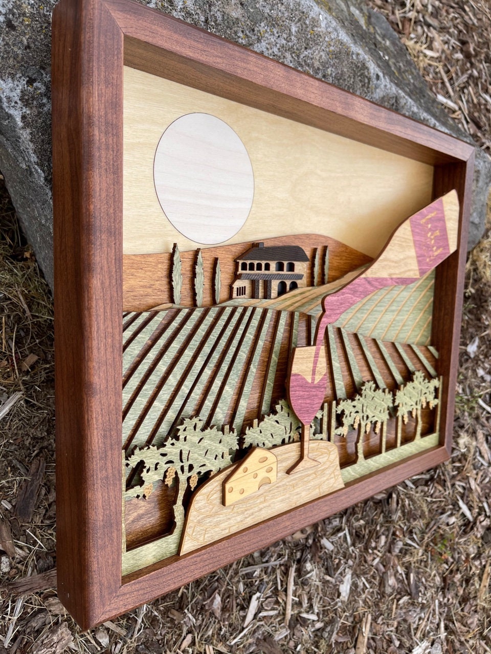 Vineyard Tuscany Landscape 3D Wood Shadow Box Scene / Wine - Etsy