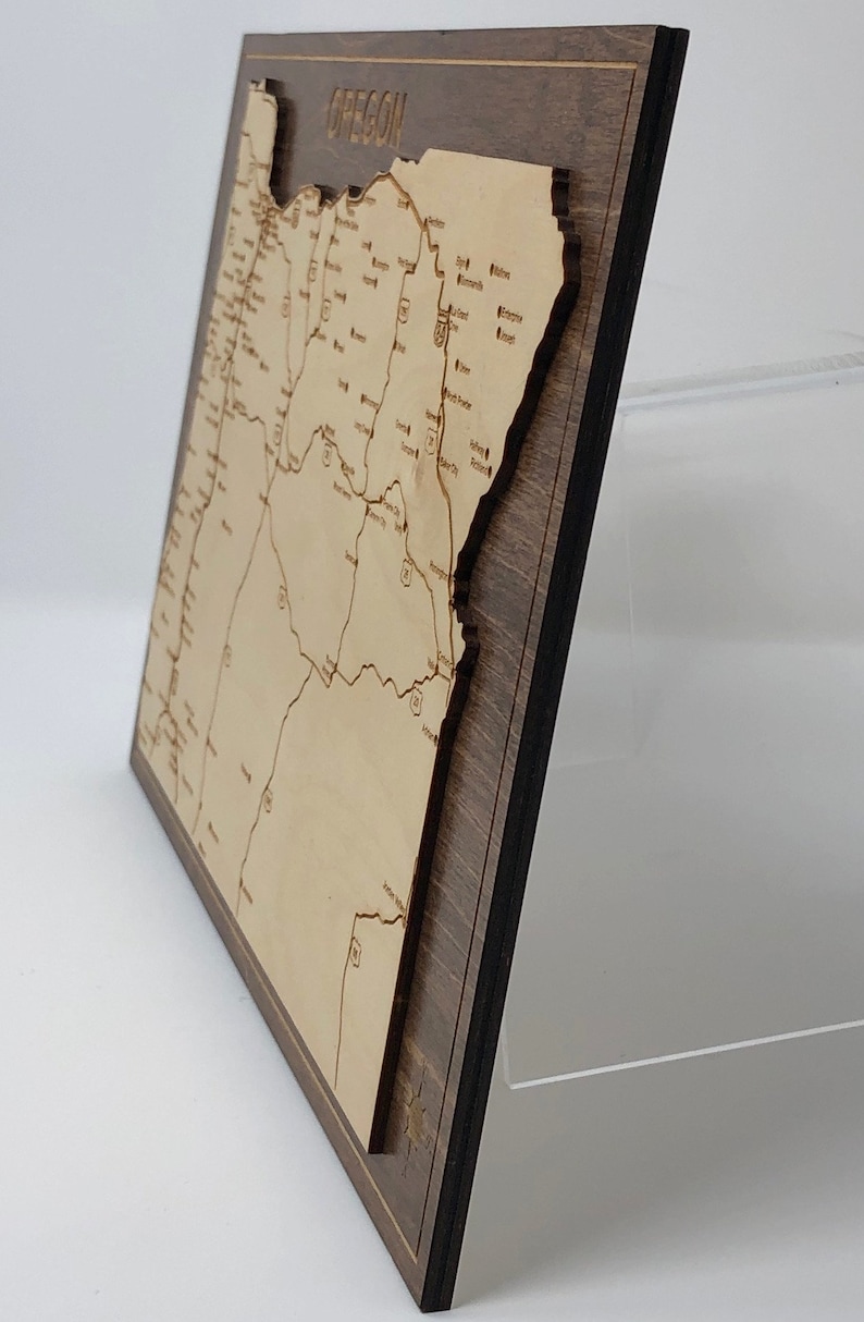Oregon State Map Wall Plaque / 3D Layered Wood / Hand Drawn - Etsy