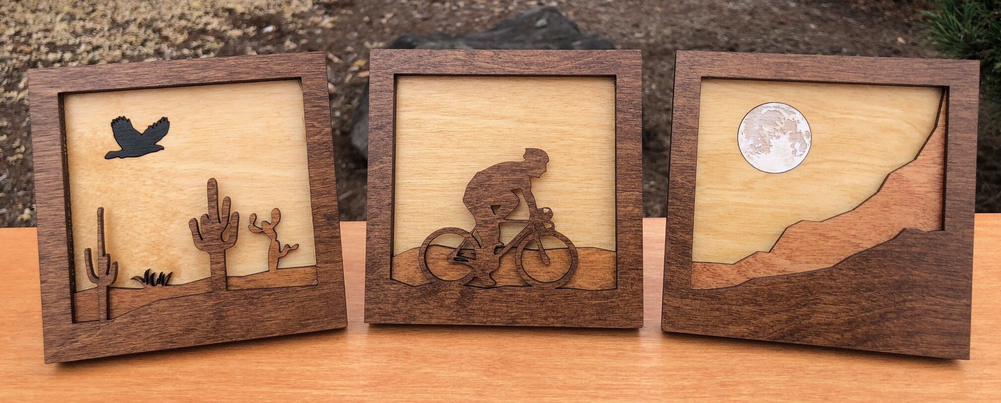 Desert Landscape 4x4 Scene 3D Wood Shadow Box Wood | Etsy