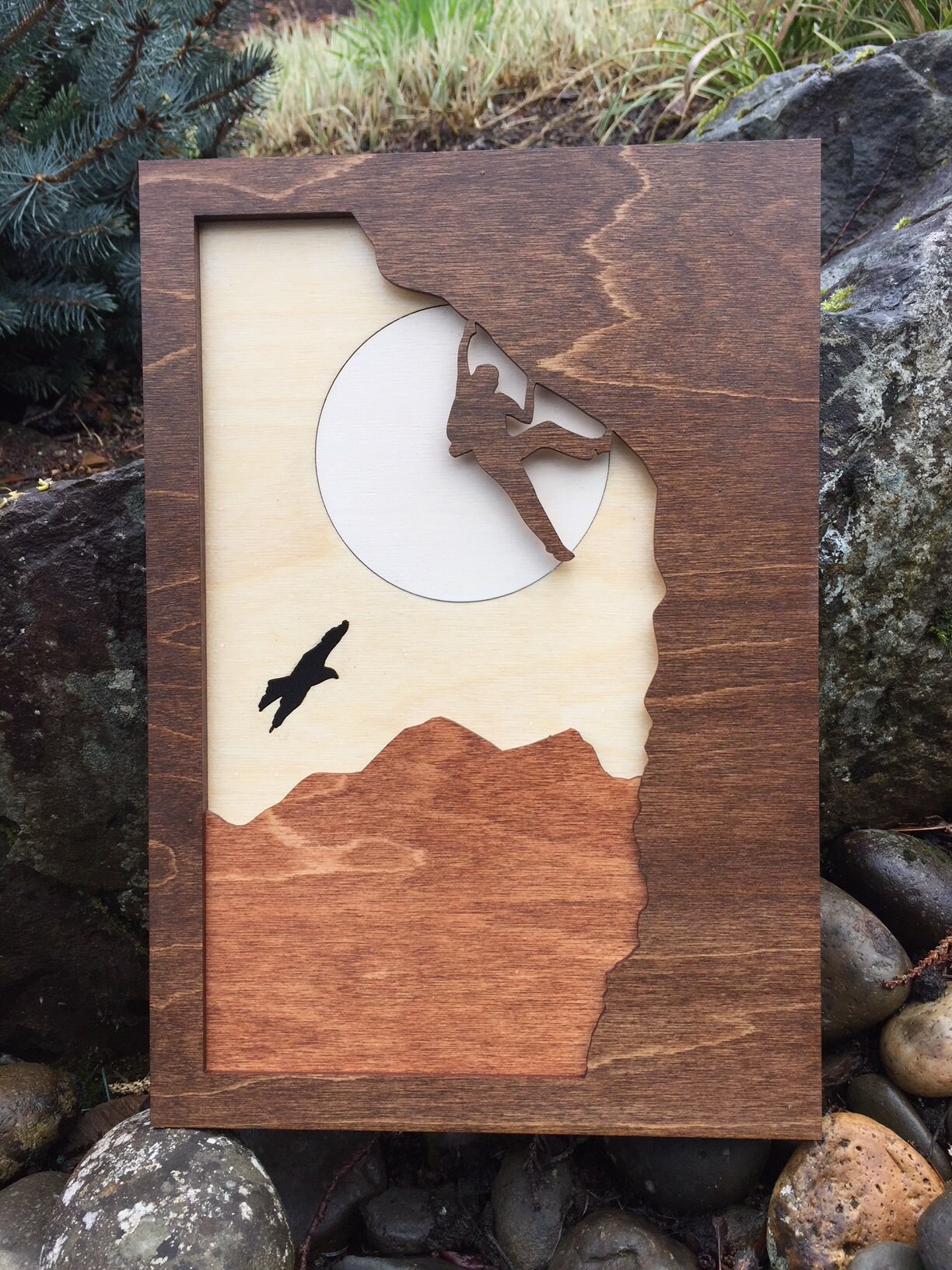 Mountain Rock Solo Climber 3D Wood Shadow Box Laser Cut Scene | Etsy