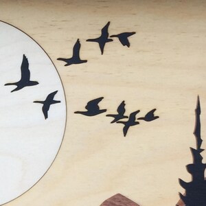 Deer in Forest by Lake 3D Wood Shadow Box Landscape Scene / Inlaid ...