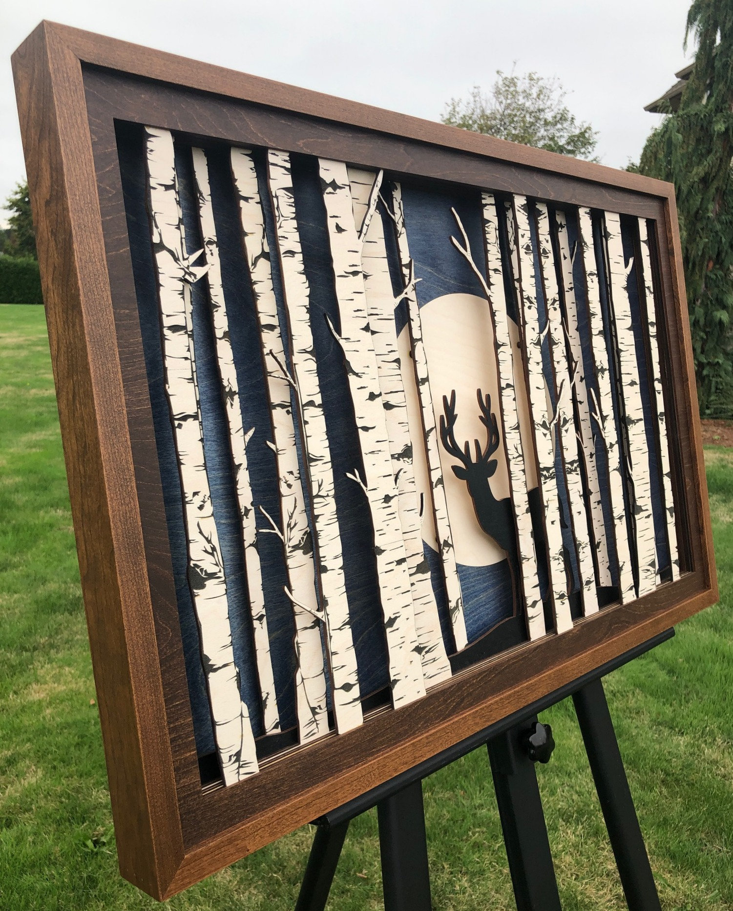 Deer in Birch Forest 3D Wood Shadow Box Scene / Intricately | Etsy