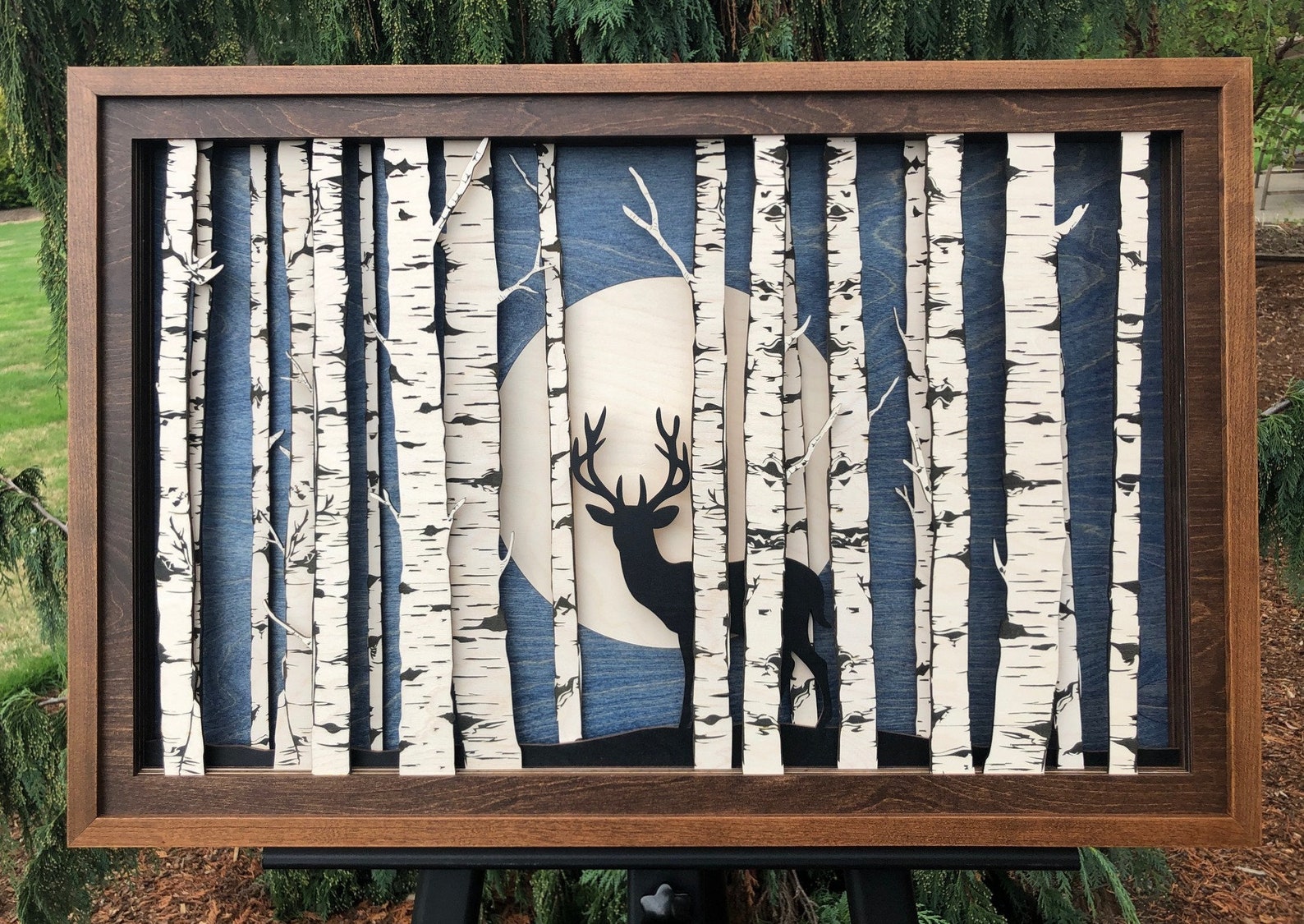 Buy Deer in Birch Forest 3D Wood Shadow Box Scene / Intricately Online ...