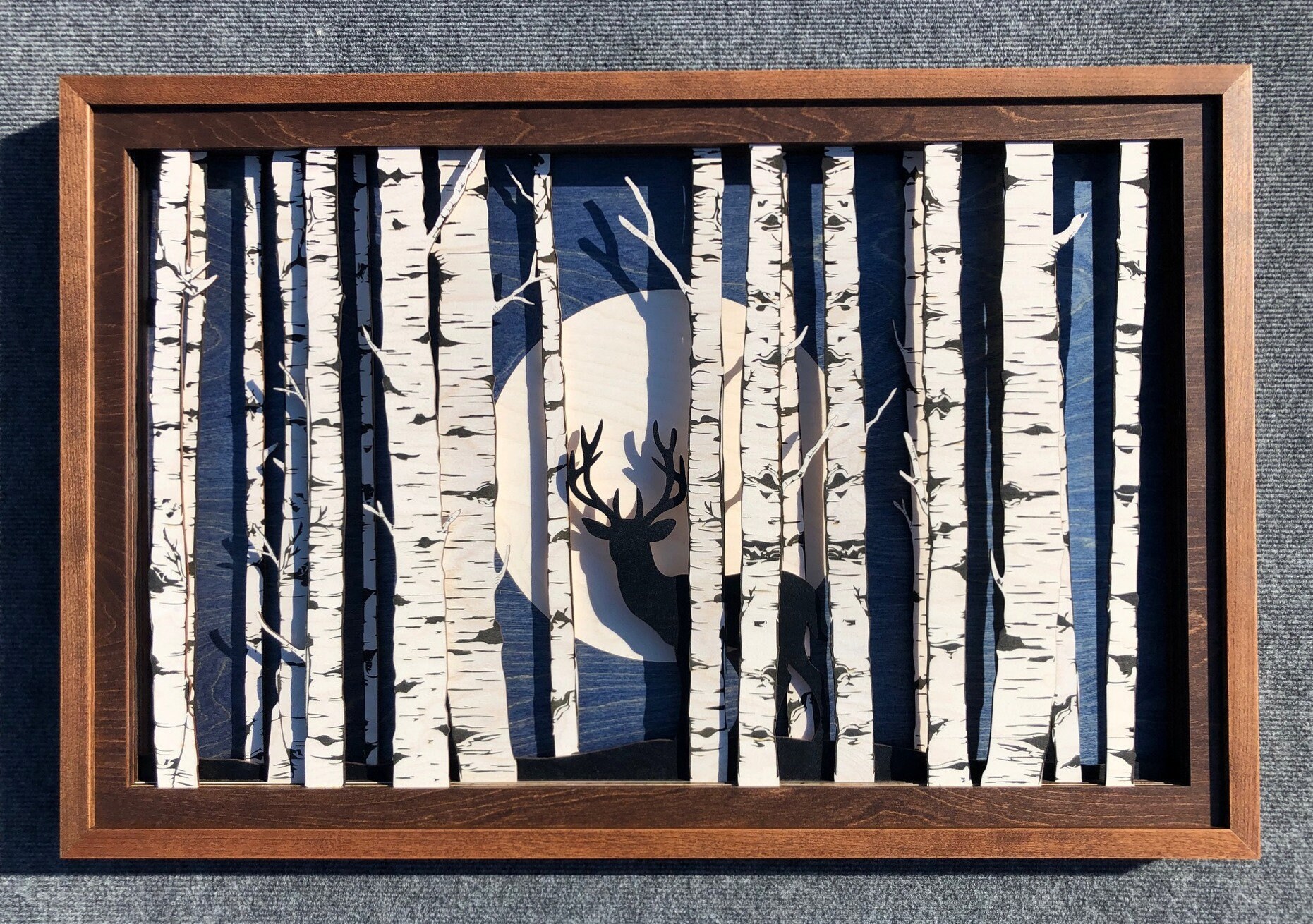 Deer in Birch Forest 3D Wood Shadow Box Scene / Intricately | Etsy