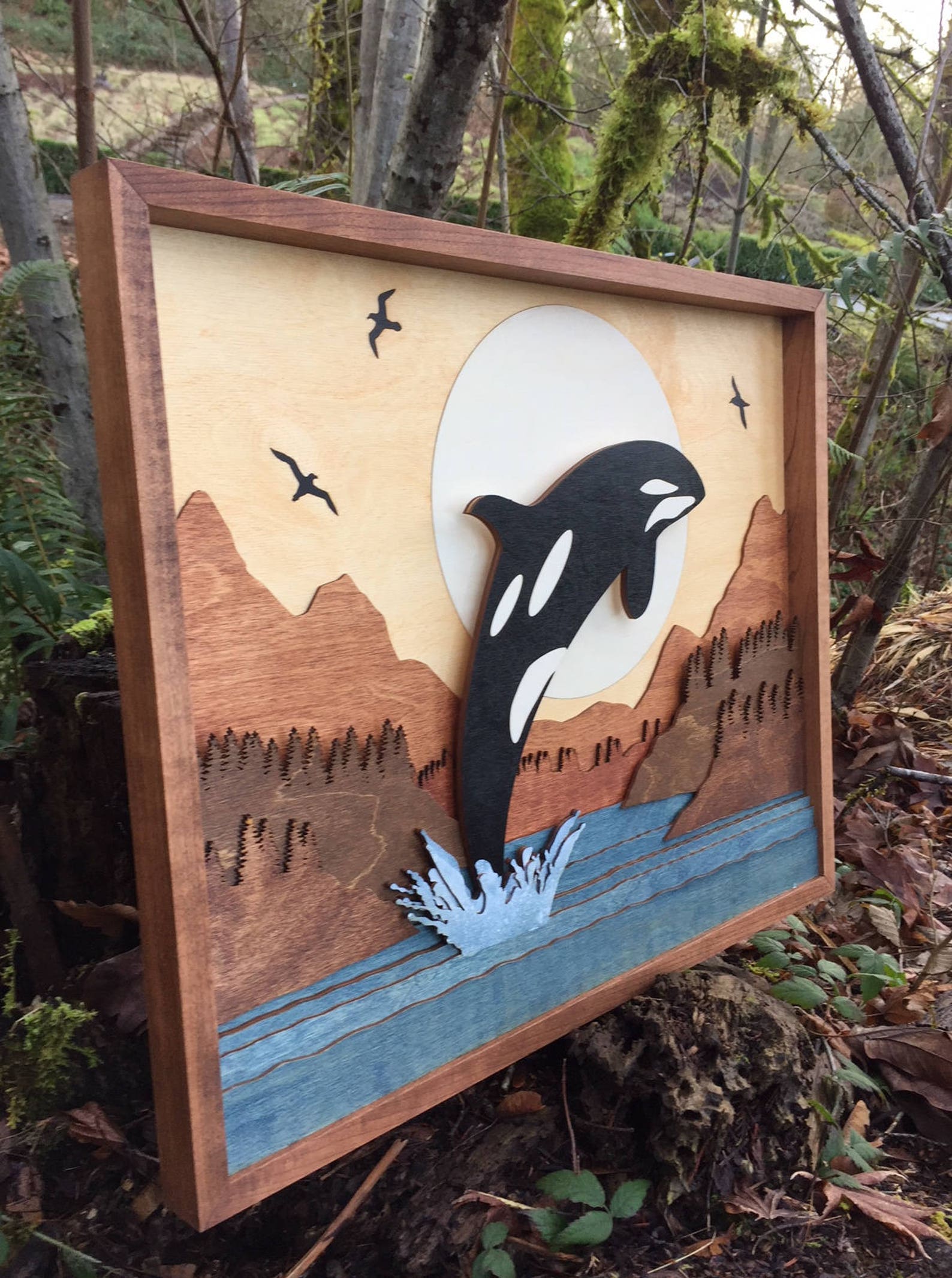 Orca Whale Ocean Seascape 3D Wood Shadow Box Scene / Laser Cut - Etsy