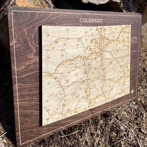 Colorado State Map Wall Plaque / 3D Layered Wood / Hand Drawn, Laser ...