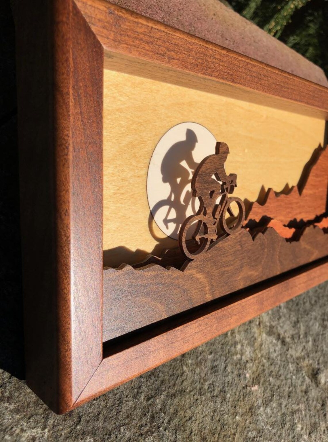 Mountain Biker 3D Wood Shadow Box Landscape Small Art Scene / - Etsy UK