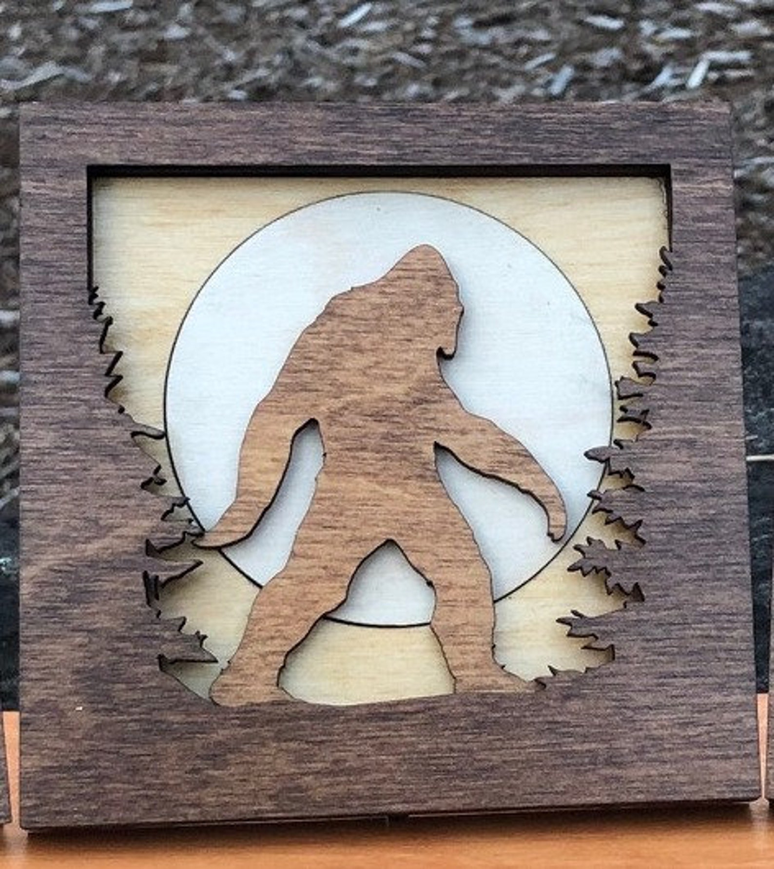 Sasquatch BIGFOOT in Forest 3D Shadow Box Wood - Etsy