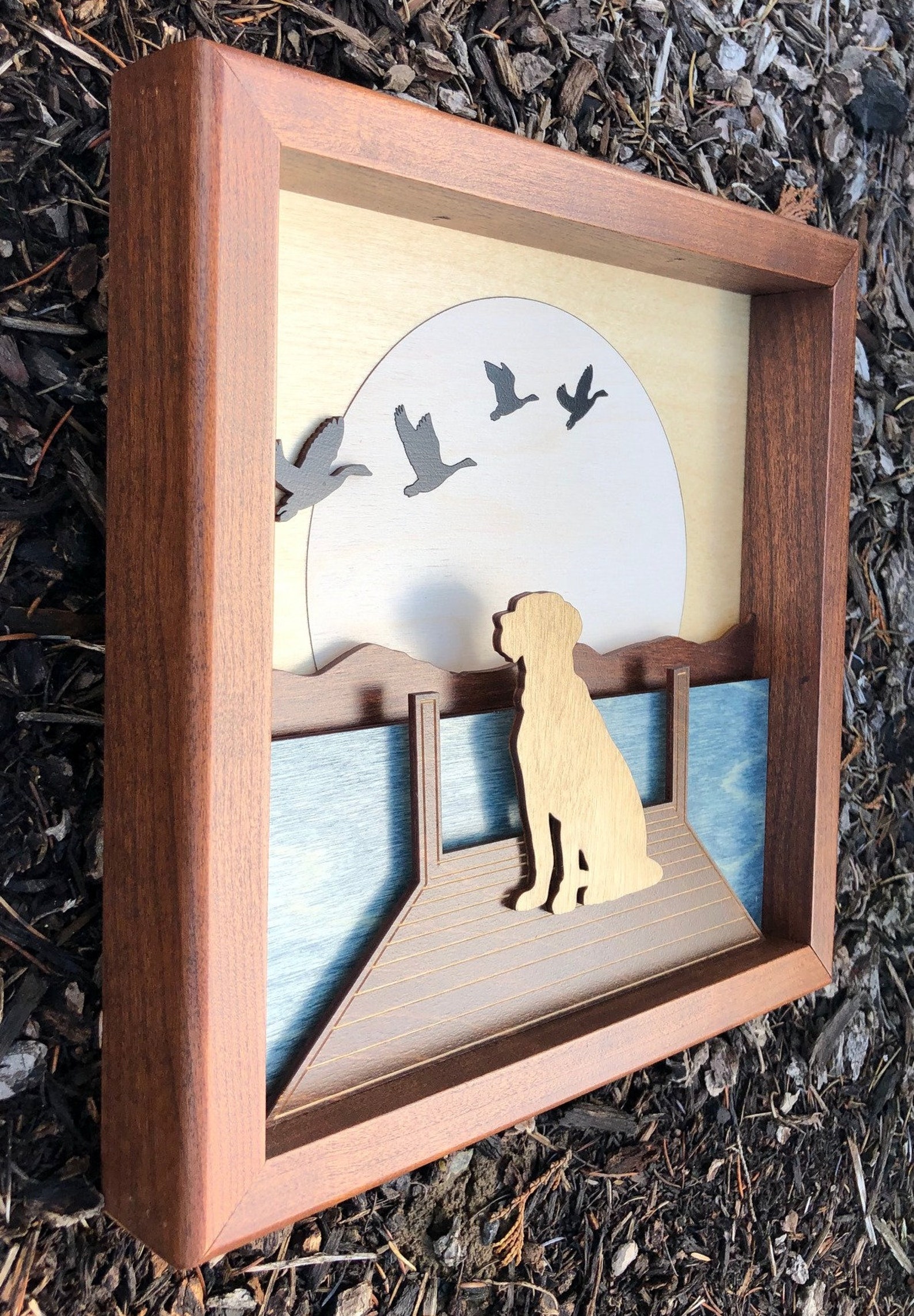 Yellow Labrador 3D Wood Shadow Box / Golden Retriever/ Dog on - Etsy