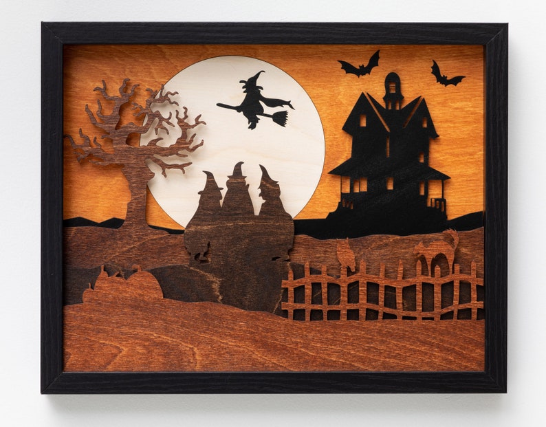 Witches Haunted House 3D Wood Shadow Box Scene / Scary Fun | Etsy