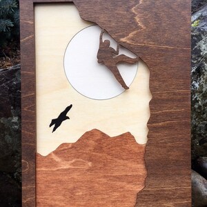 Mountain Rock Solo Climber 3D Wood Shadow Box Laser Cut Scene, Inlaid ...