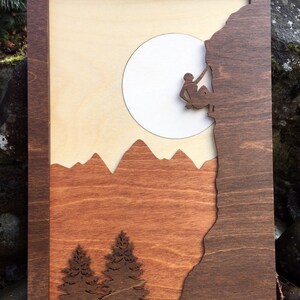 Mountain Rock Solo Female Climber 3D Wood Shadow Box Laser Cut Scene ...
