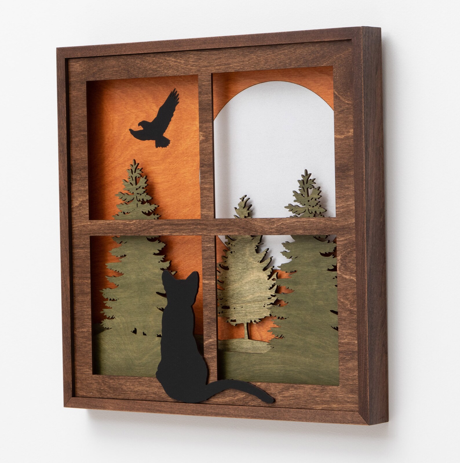 Black Cat in Window 3D Wood Shadow Box Handcrafted Scene / - Etsy