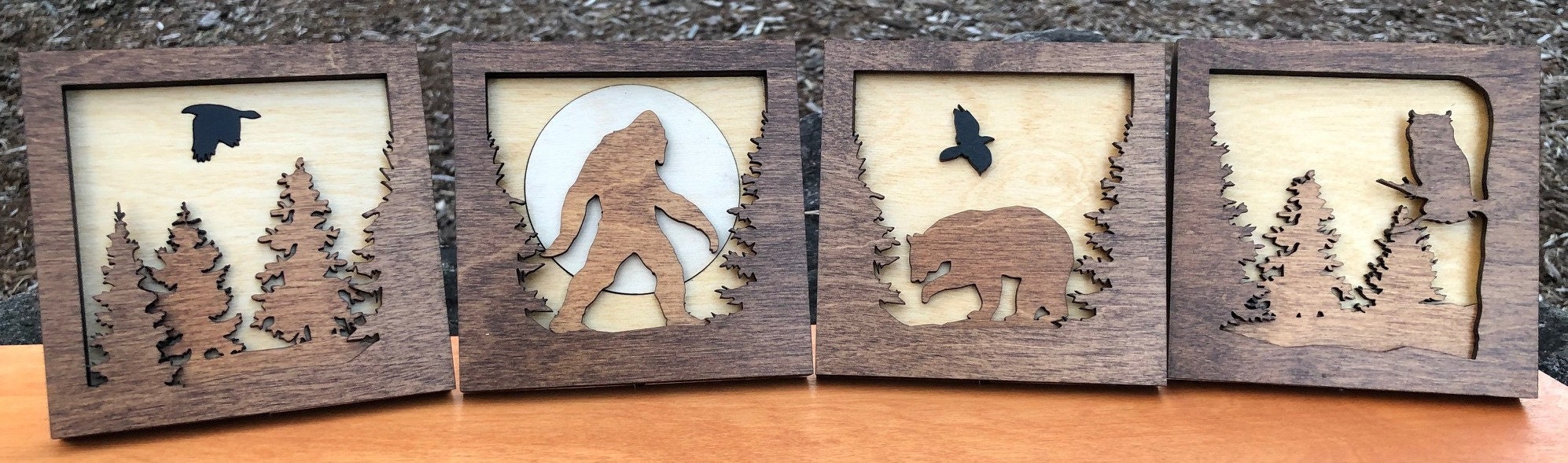 Sasquatch BIGFOOT in Forest 3D Shadow Box Wood - Etsy