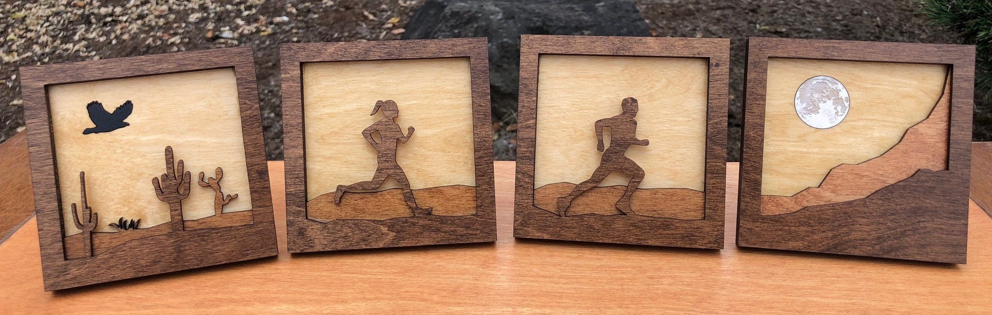 Hiker Backpacker 3D Wood Shadow Box 4x4 Small Scene | Etsy