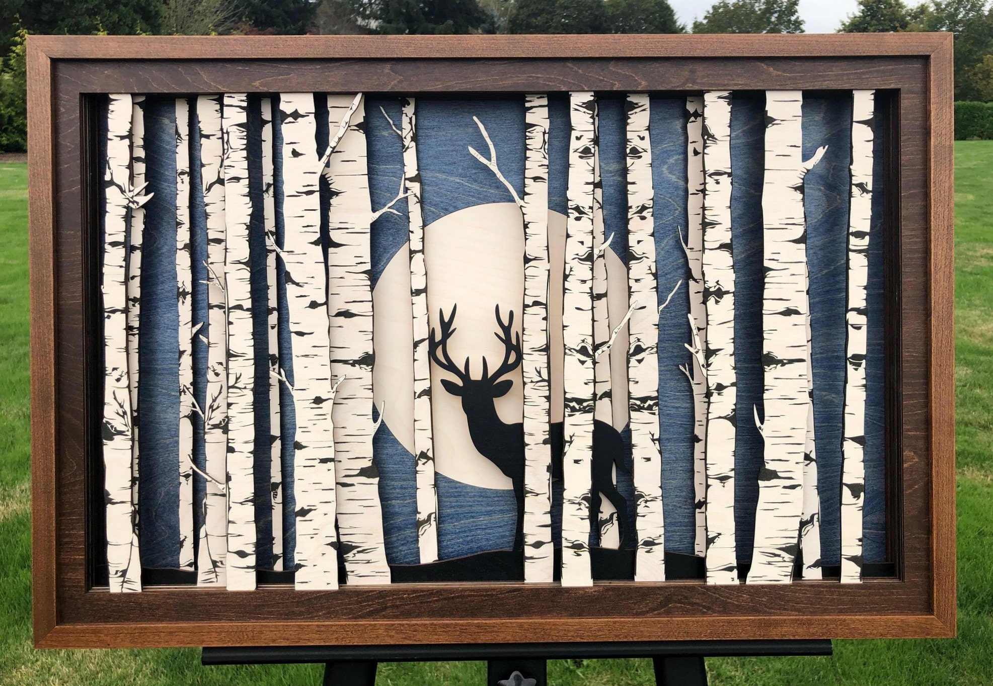 Deer in Birch Forest 3D Wood Shadow Box Scene / Intricately | Etsy