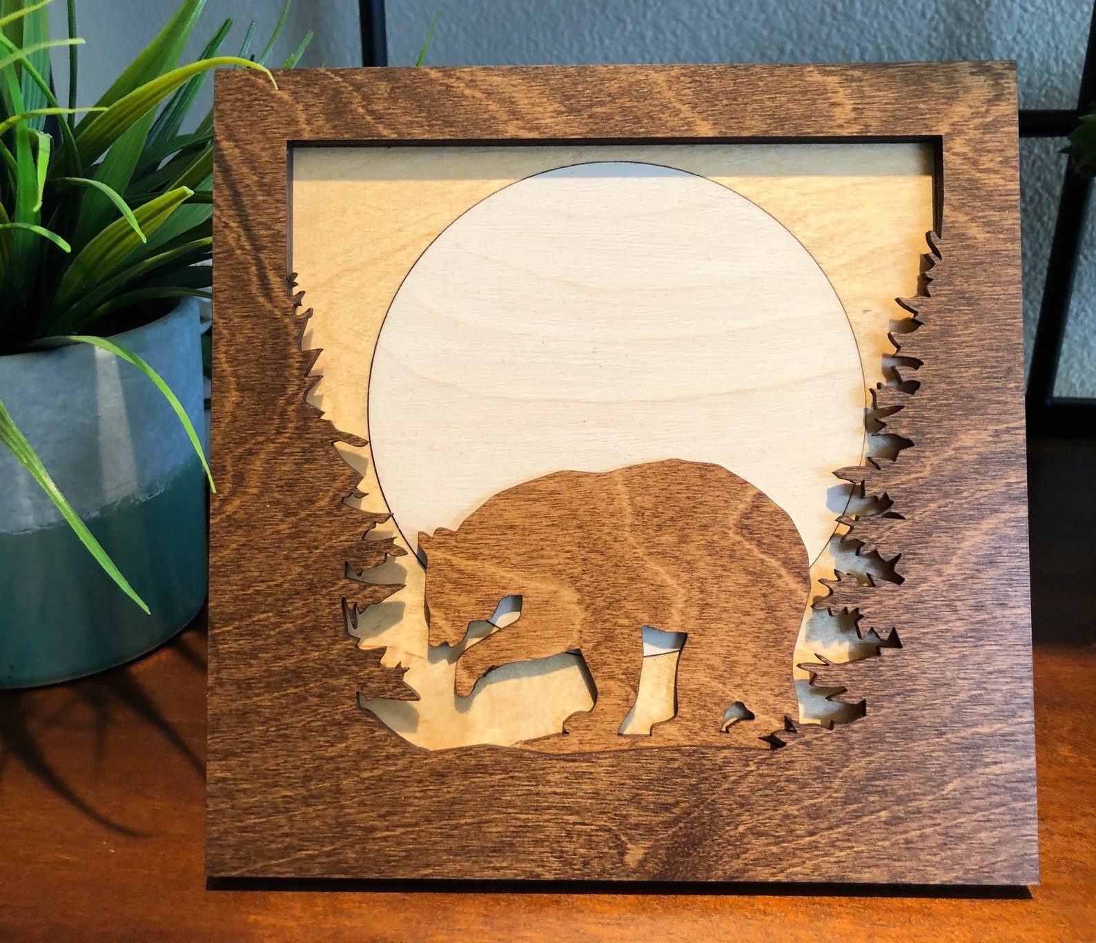 Bear in Forest 3D Wood Shadow Box 8x8 Scene / - Etsy