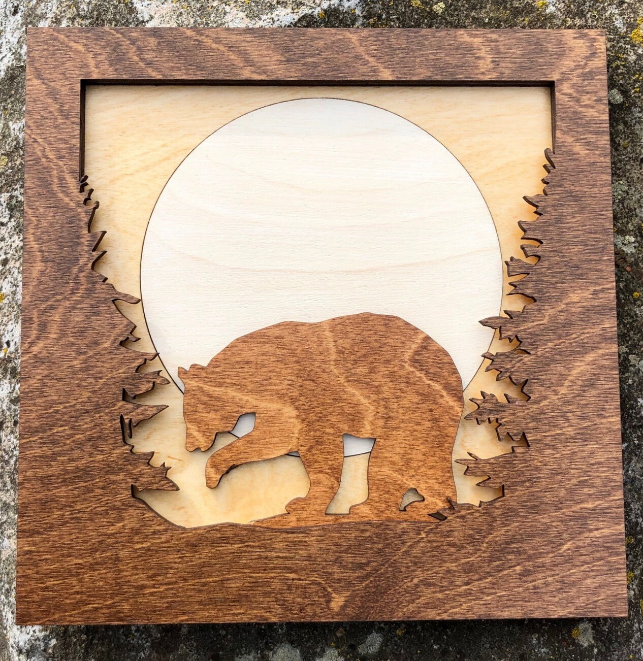 Bear in Forest 3D Wood Shadow Box 8x8 Scene / - Etsy