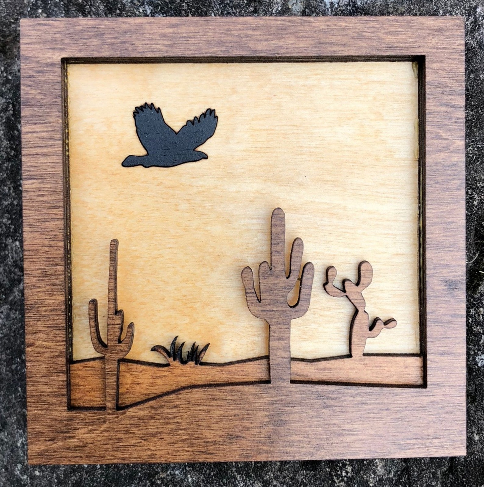 Desert Landscape 4x4 Scene 3D Wood Shadow Box Wood | Etsy