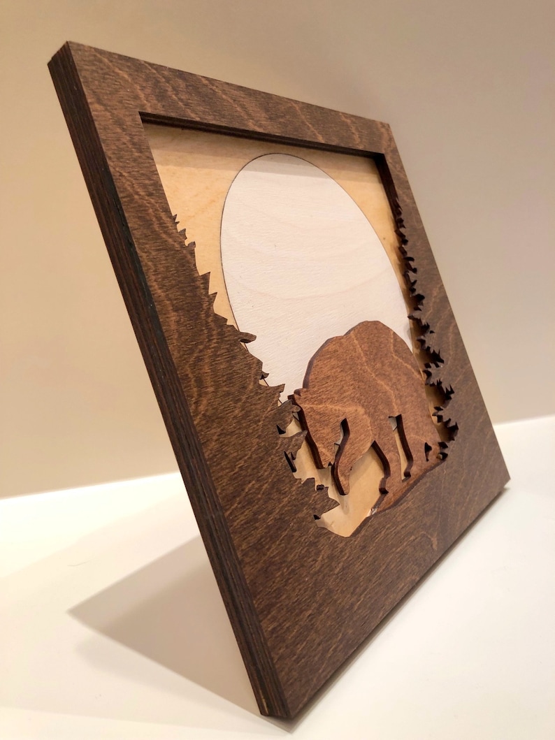 Bear in Forest 3D Wood Shadow Box 8x8 Scene / - Etsy