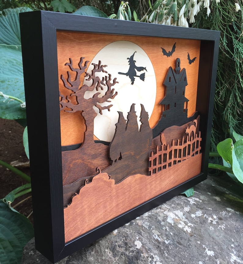 Witches Haunted House 3D Wood Shadow Box Scene / Scary Fun | Etsy