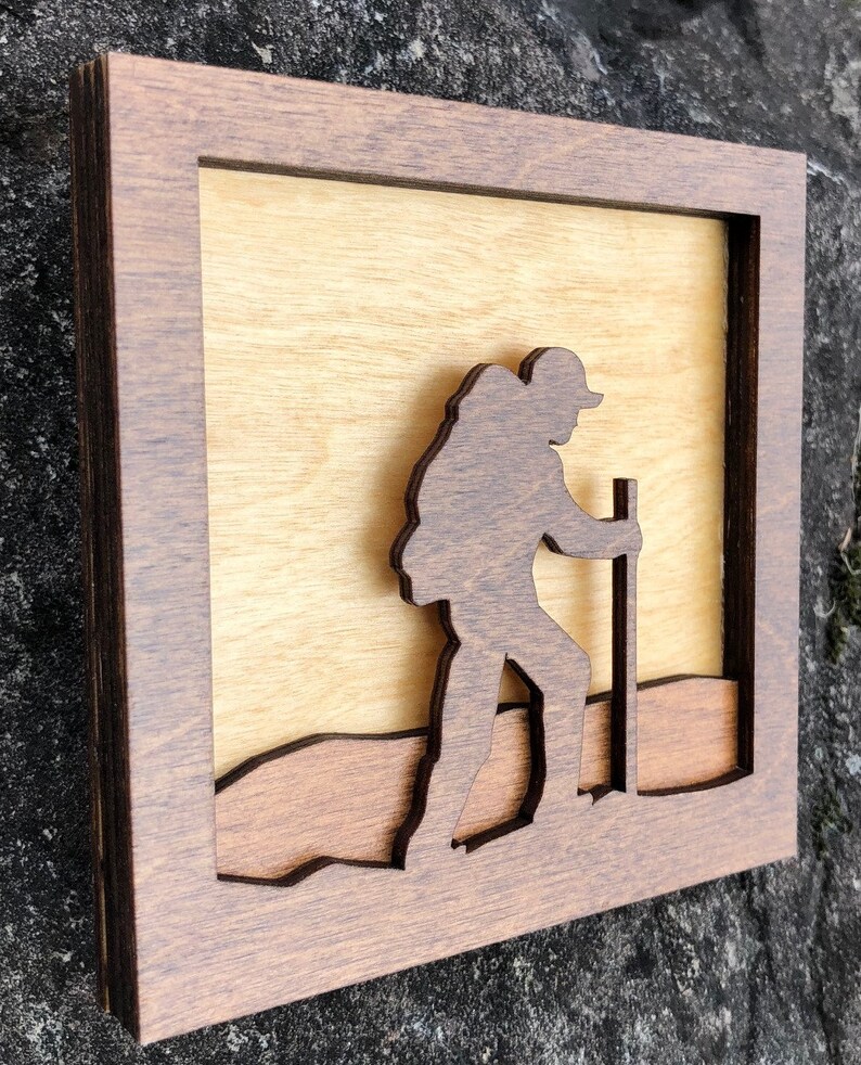 Hiker Backpacker 3D Wood Shadow Box 4x4 Small Scene | Etsy