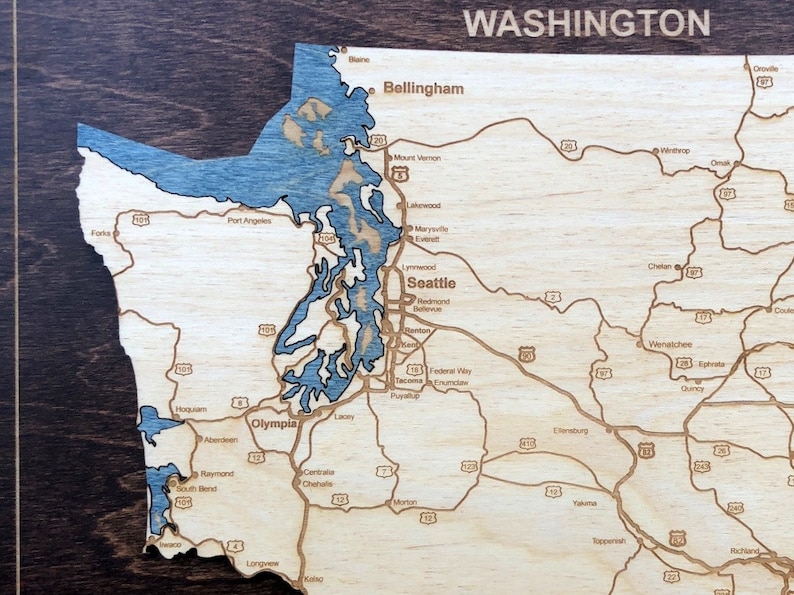 Washington State Map Wall Plaque / 3D Layered Wood / Hand - Etsy