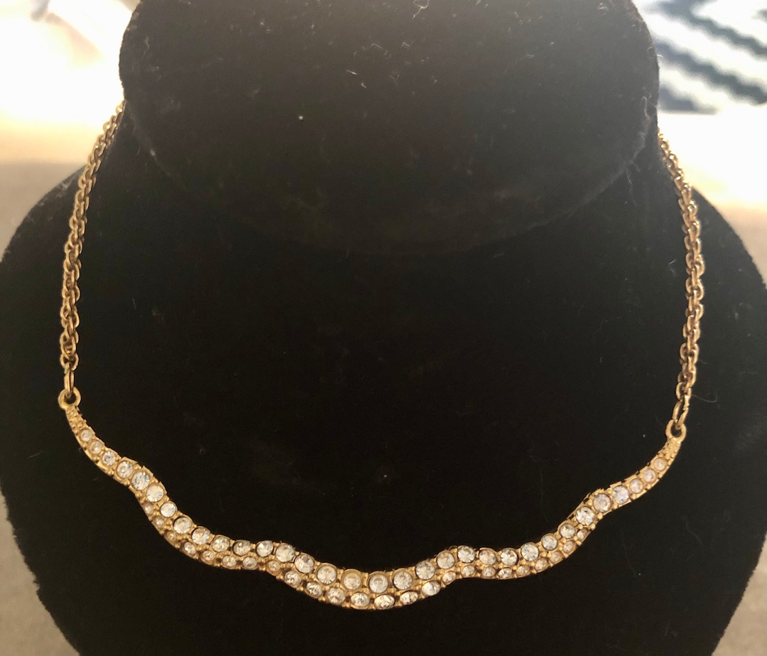 Gold Tone Swarovski Crystals Choker Necklace - Etsy