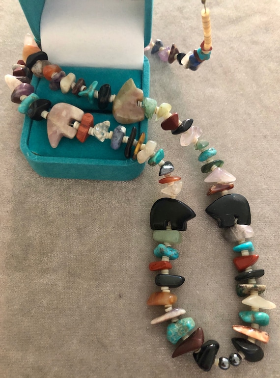 Vintage Southwestern Navajo Multi-Semi-Precious Stone… - Gem Vintage Southwestern Navajo Multi-Semi-Precious Stone… - Gem