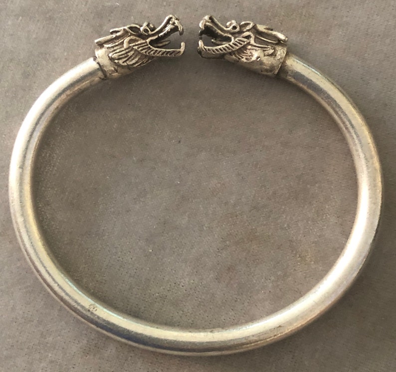 Vintage Solid Sterling Dragon Bangle Bracelet - Etsy