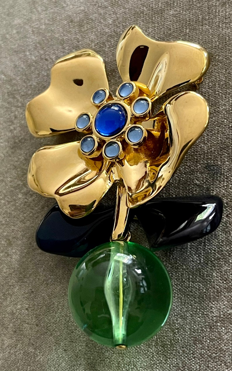 Vintage Ivana Trump Large Costume Gold Tone Celluloid Glass Pendant ...