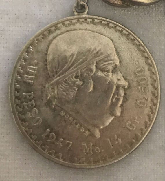 Vintage Super Large Sterling Mexican Coins Sterling C… - Gem