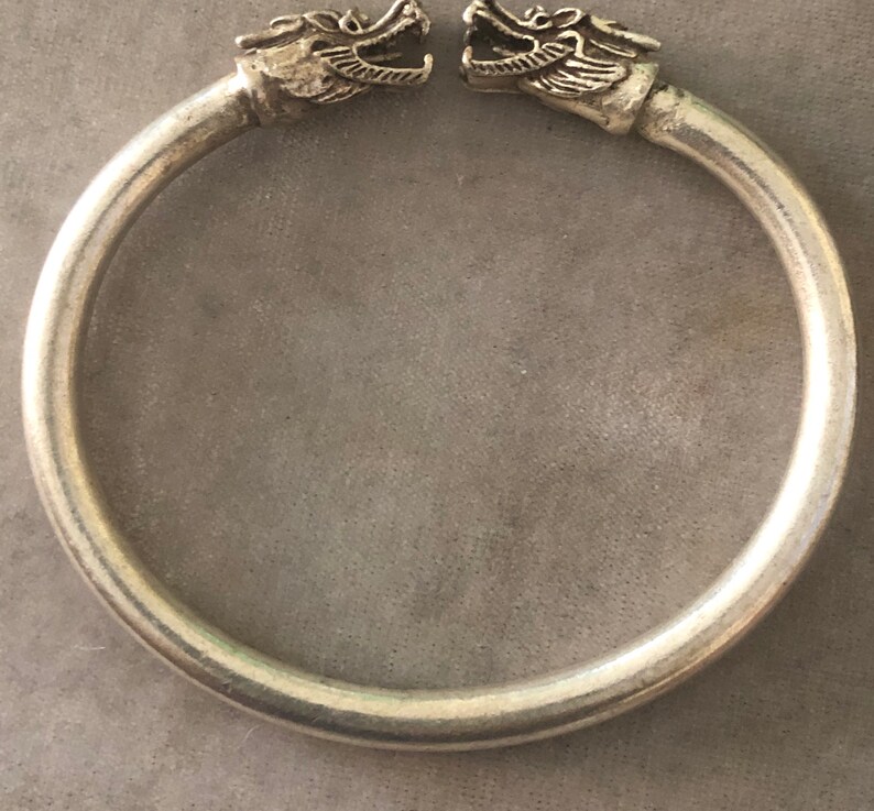 Vintage Solid Sterling Dragon Bangle Bracelet - Etsy