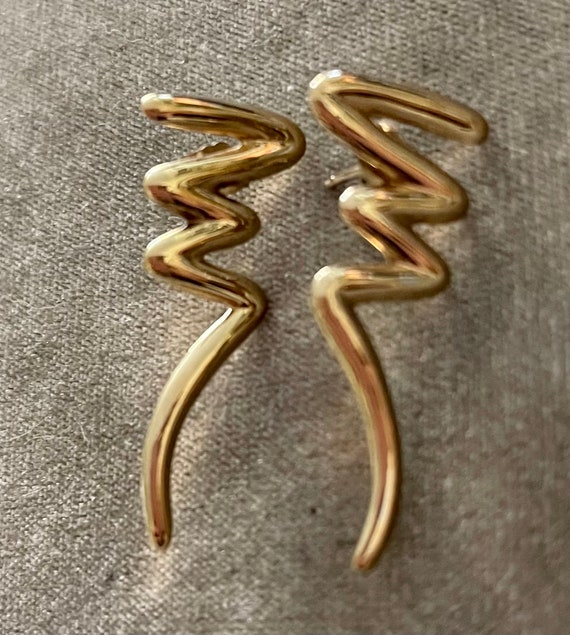 Vintage Sterling Gold Overlay Squiggle Scribble Pierc… - Gem