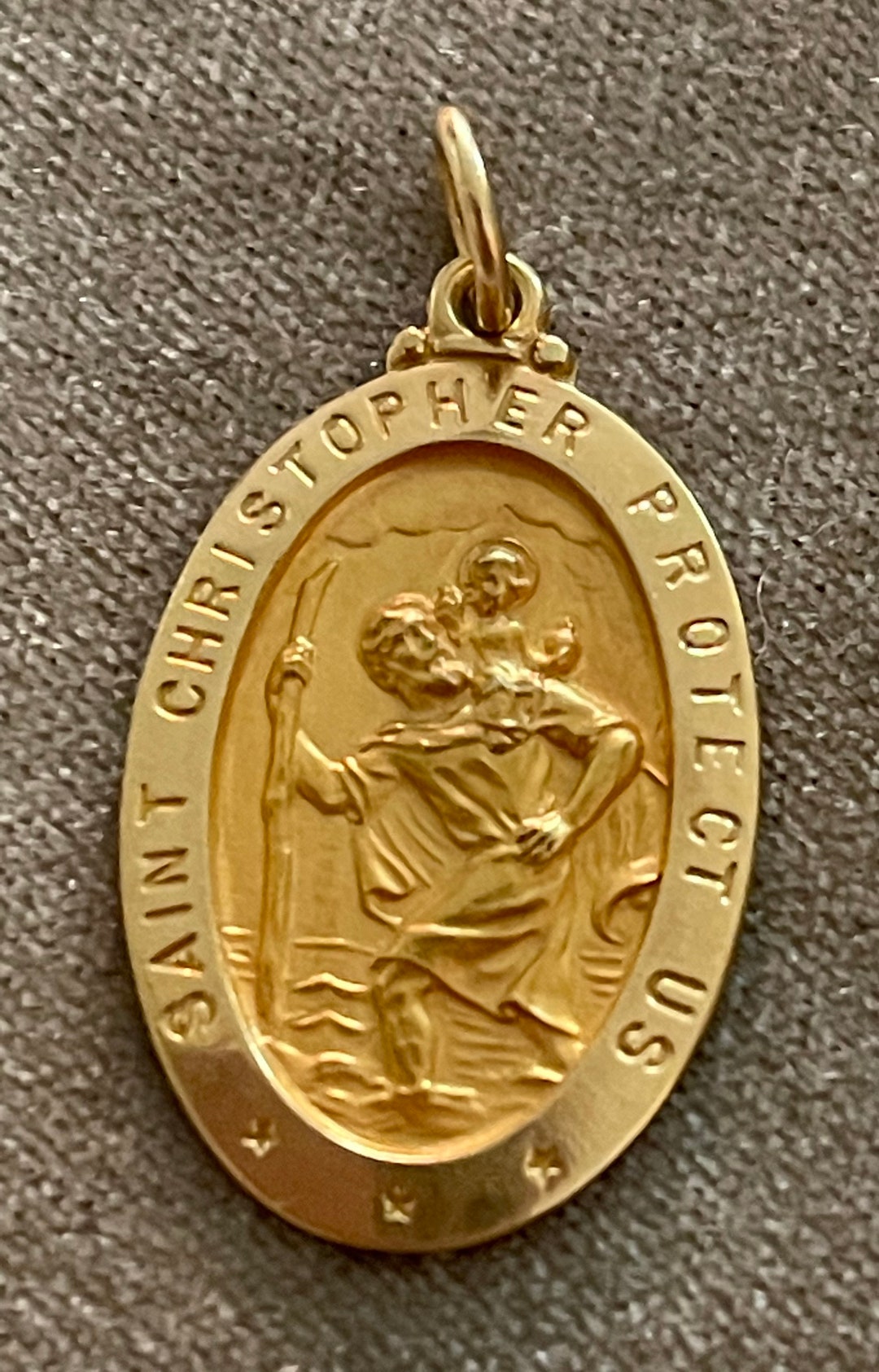 Large 14K St. Christopher Protect Us 3D Relief Pendant - Etsy