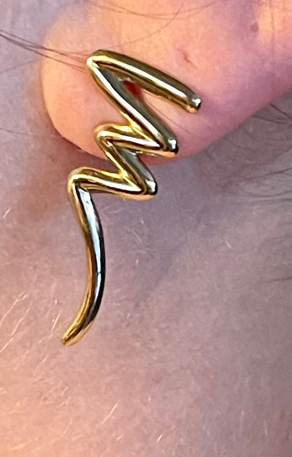 Vintage Sterling Gold Overlay Squiggle Scribble Pierc… - Gem