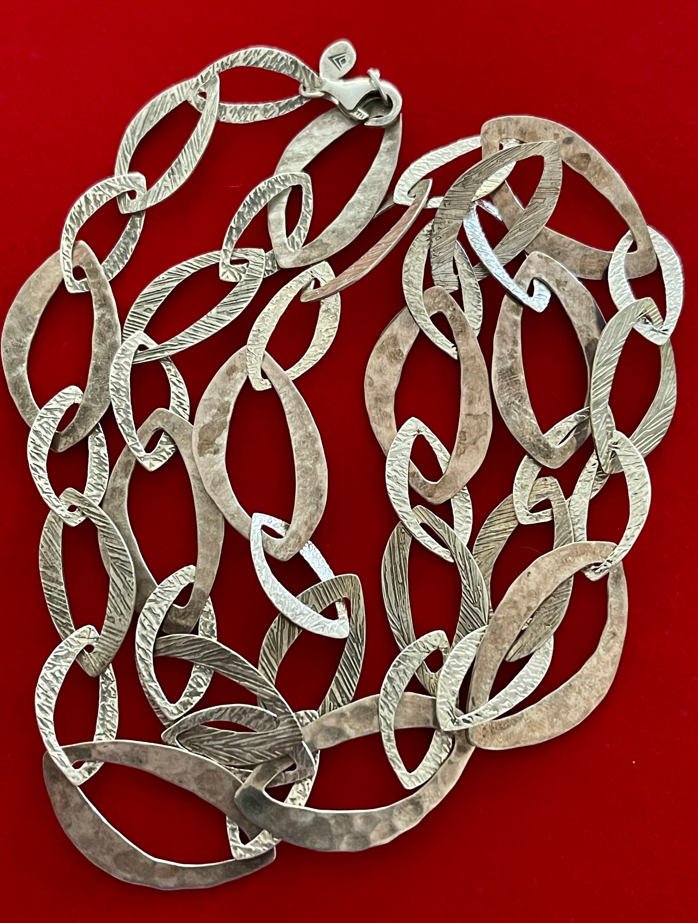 Silpada Sterling Modernist Texture Hammered Oval Necklace - Etsy