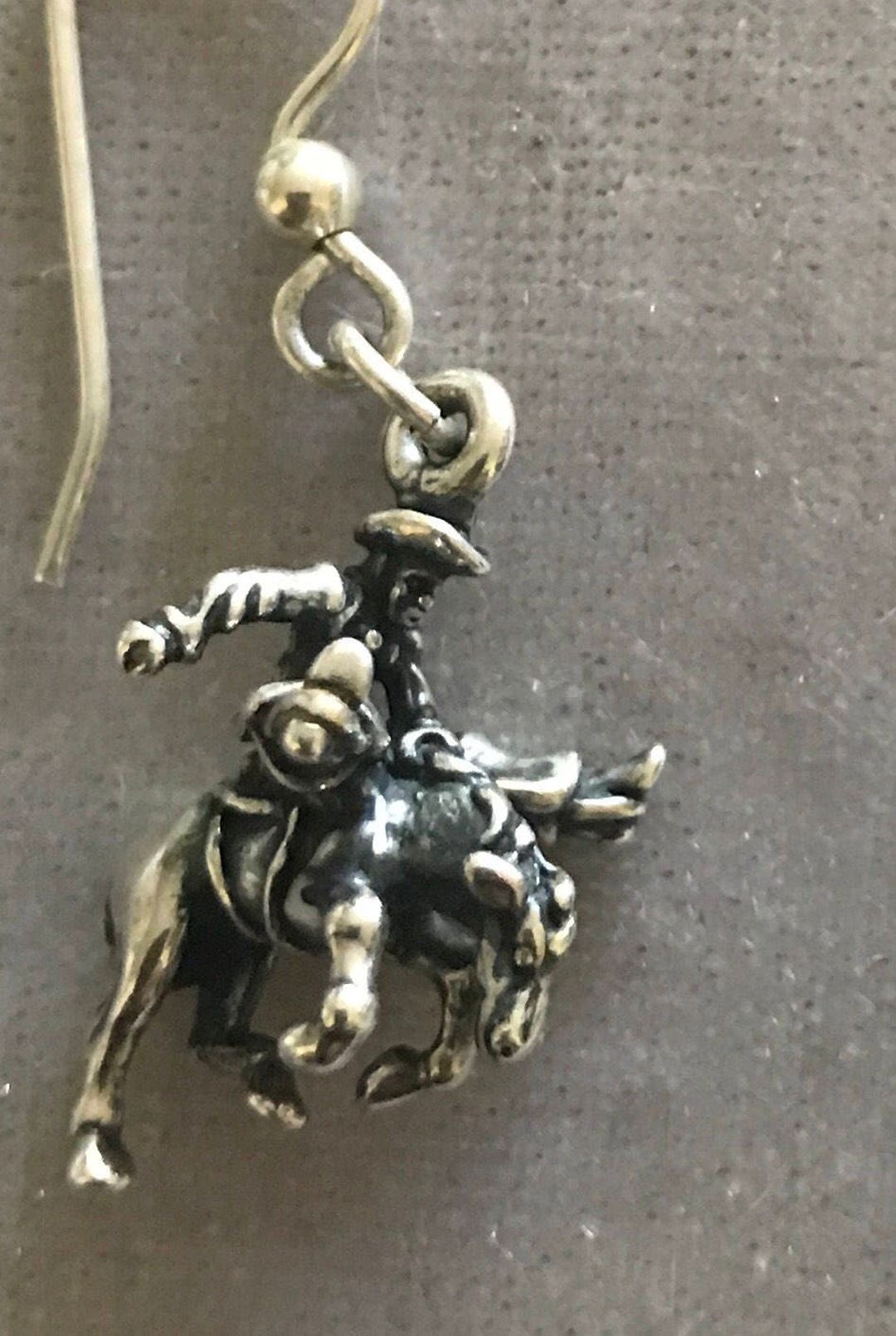 Sterling Bucking Bronco Rodeo Cowboy Dangling Earrings - Etsy