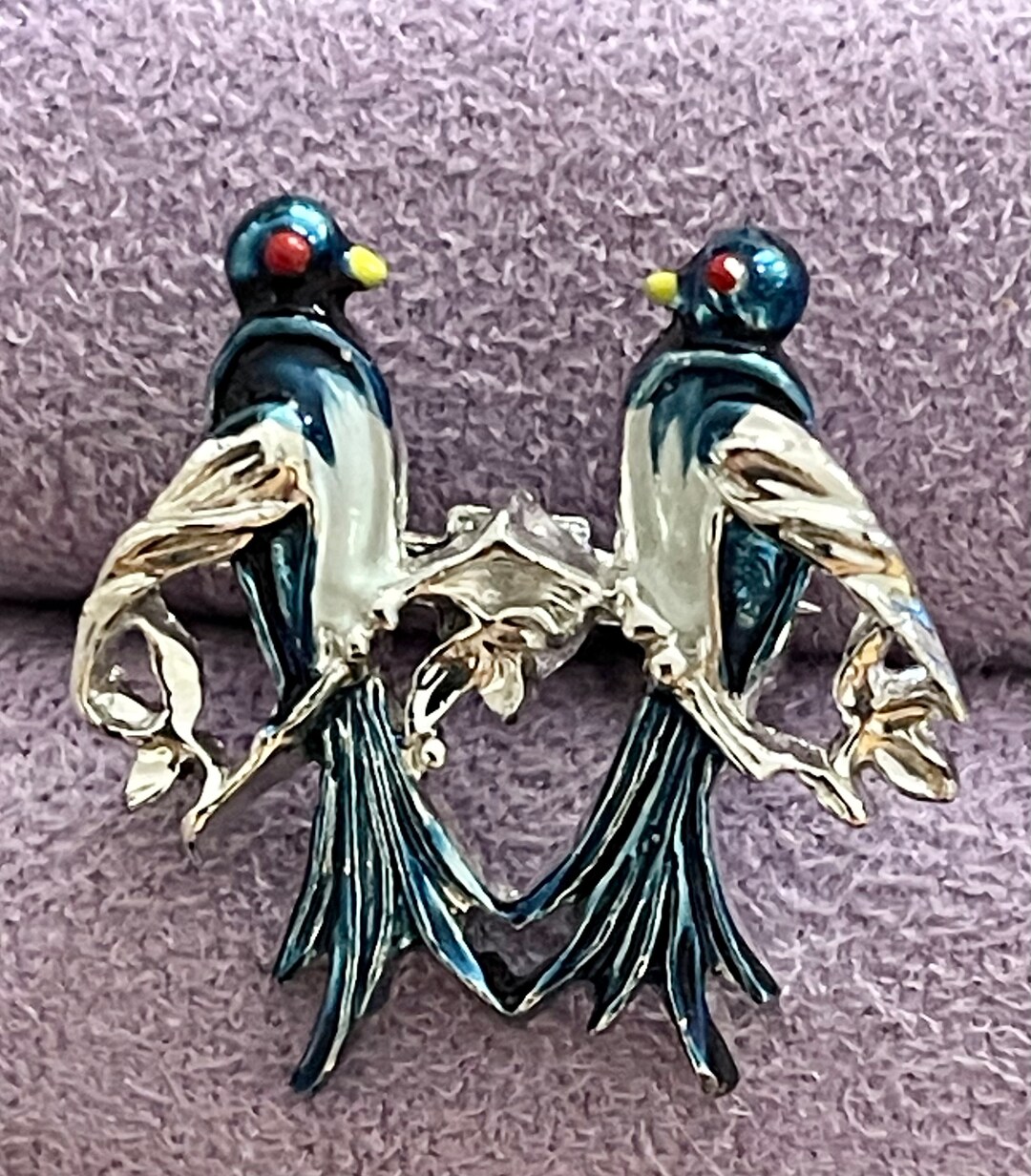 Vintage Gerry’s Costume Enamel Blue Love Birds Brooch - Etsy